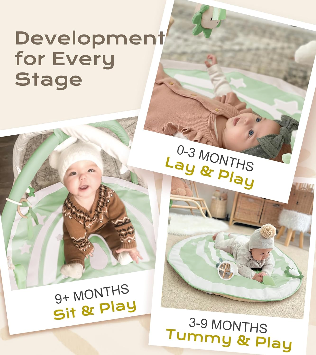 Baby Play Gym Mat, Tummy Time Activity Mat with 7 Detachable Toys and ...