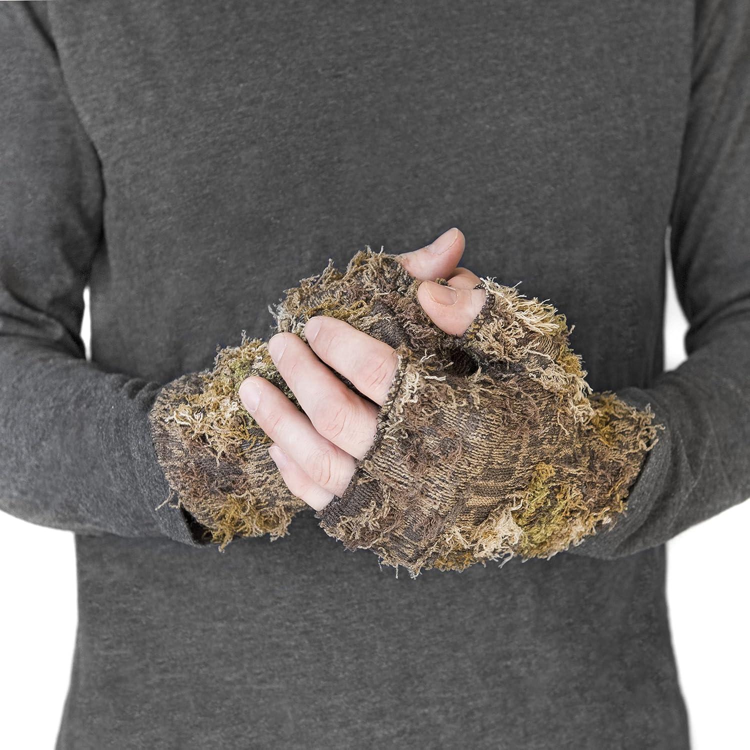 Quiet Wear Men’s Fingerless Camo Grass Gloves(Grassy) - Muk Luks